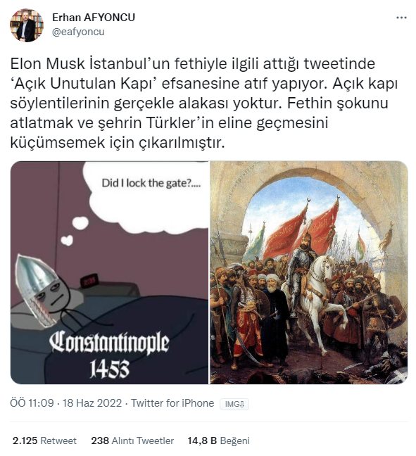 elon musk un 1453 paylaşımı #2236996 - uludağ sözlük galeri